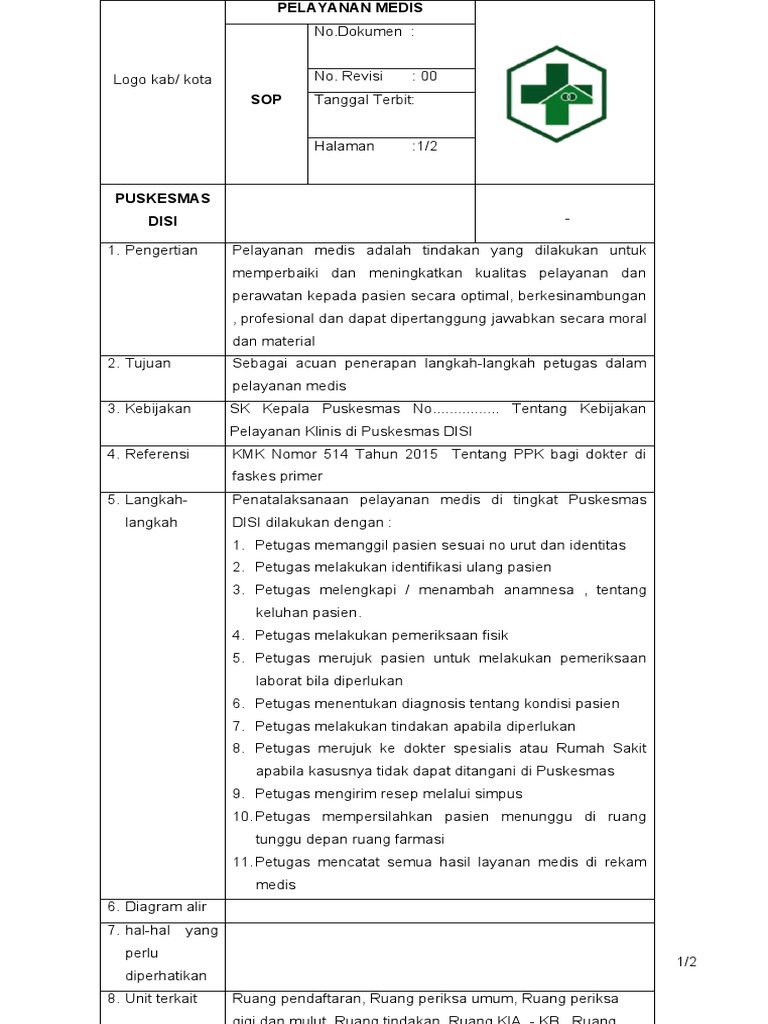(No.8) Ep 7.2.1.3. Sop Pelayanan Medis | PDF