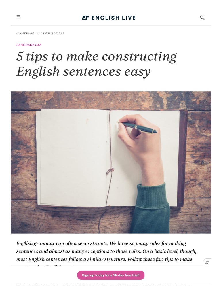 5 Tips To Make Constructing English Sentences Easy - EF English Live | Download Free PDF ...