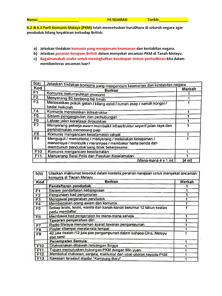 F4 Revision SEJARAH | PDF