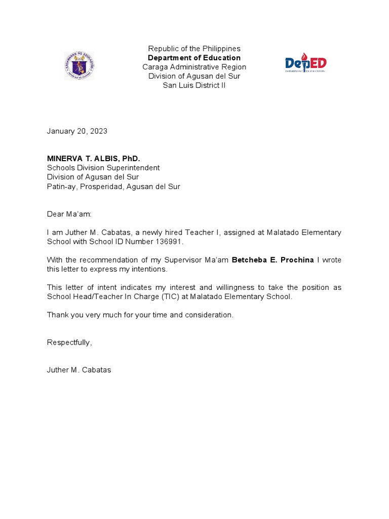 Intent Letter (TIC) | PDF