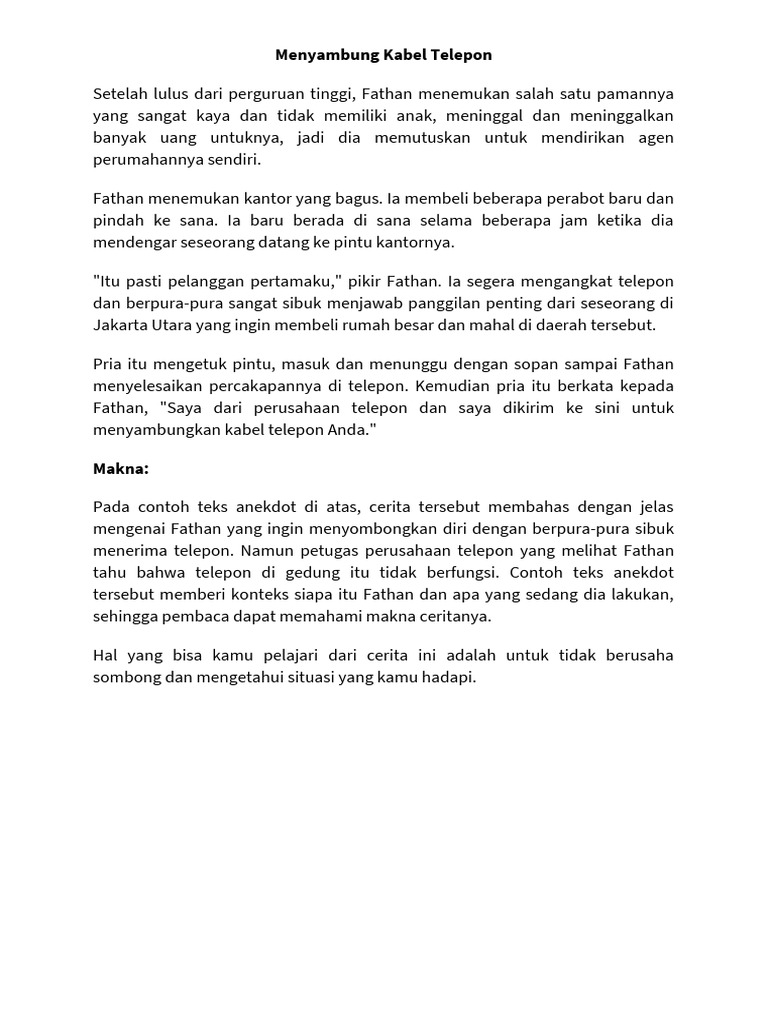 Contoh Teks Anekdot Kelas 10 | PDF