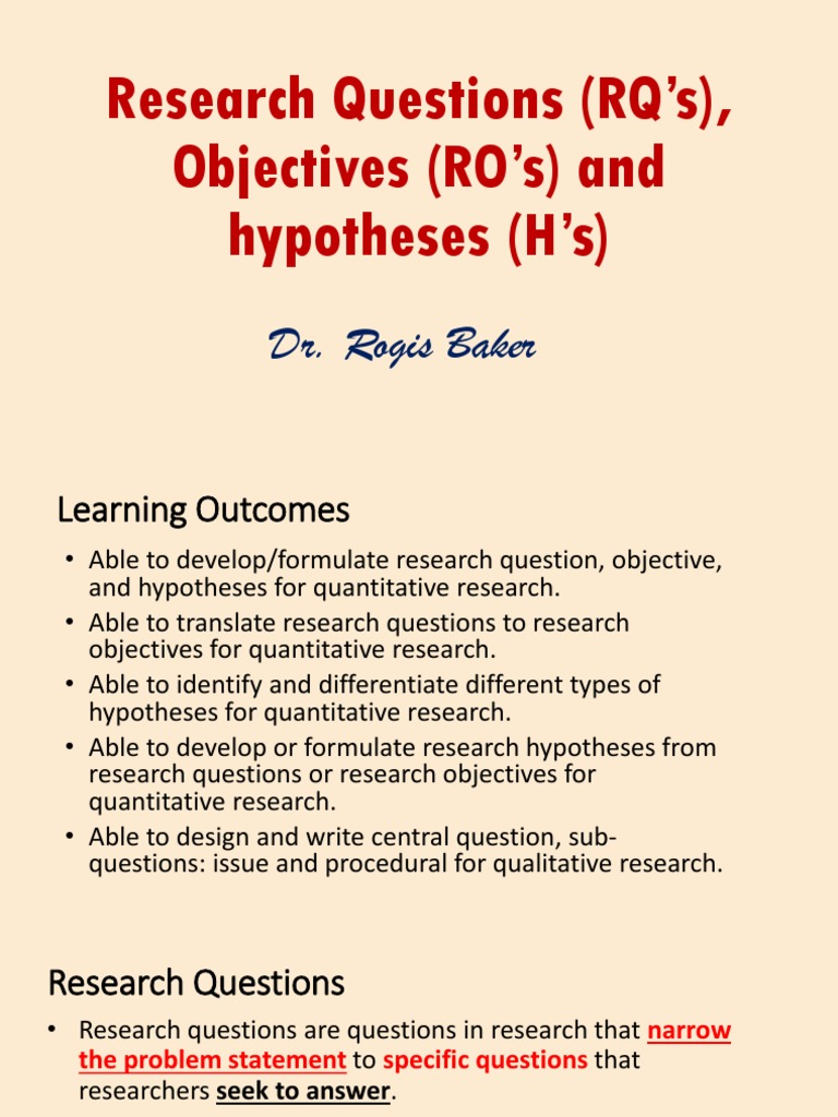 Unit 4 Research Questions Objective N Hypothesis | PDF | Hypothesis ...