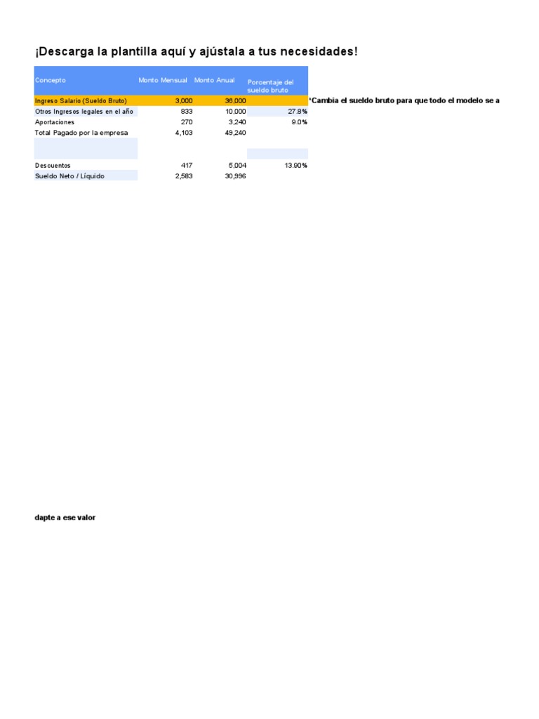 Plantilla Boleta de Pago Perú | PDF | Salario | Sueldos y salarios