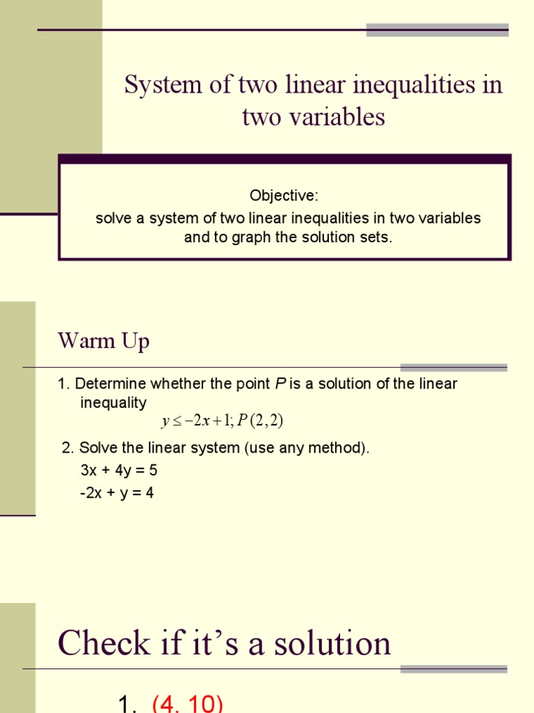 Solving and Graphing Linear Inequalities | PDF | Computers