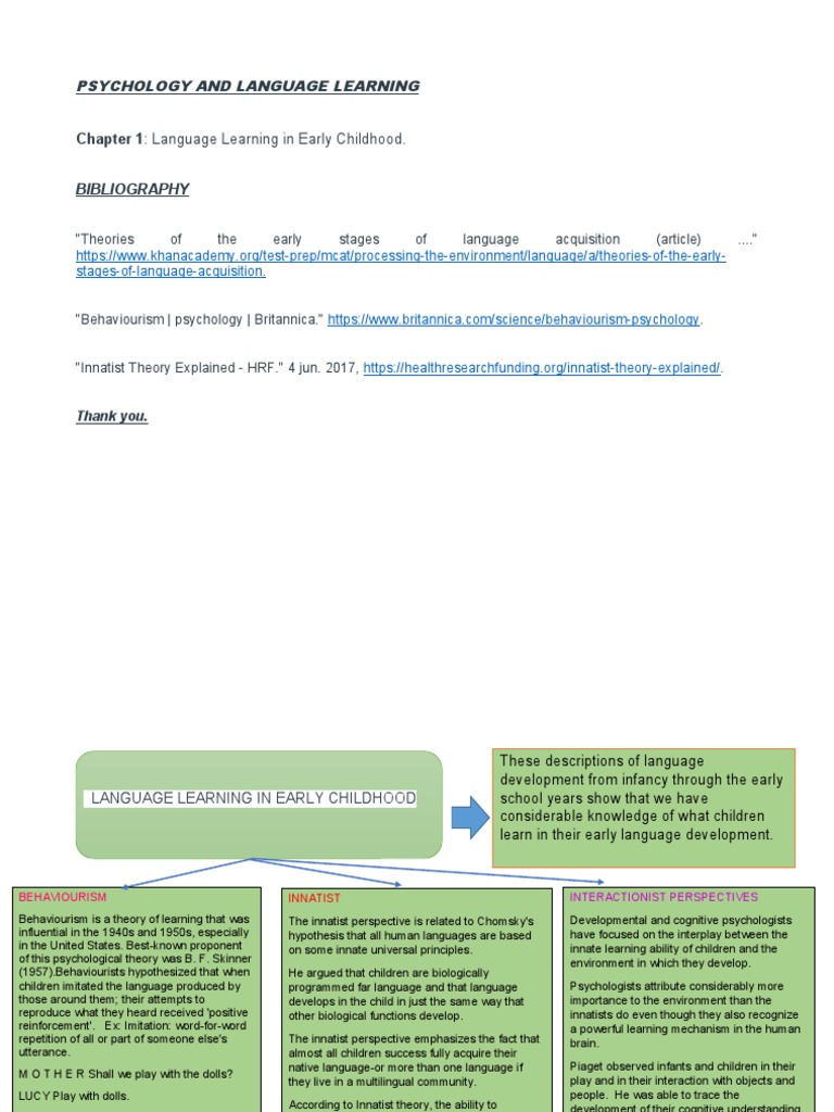 Psychology and Language Learning | PDF | Language Acquisition | Behaviorism