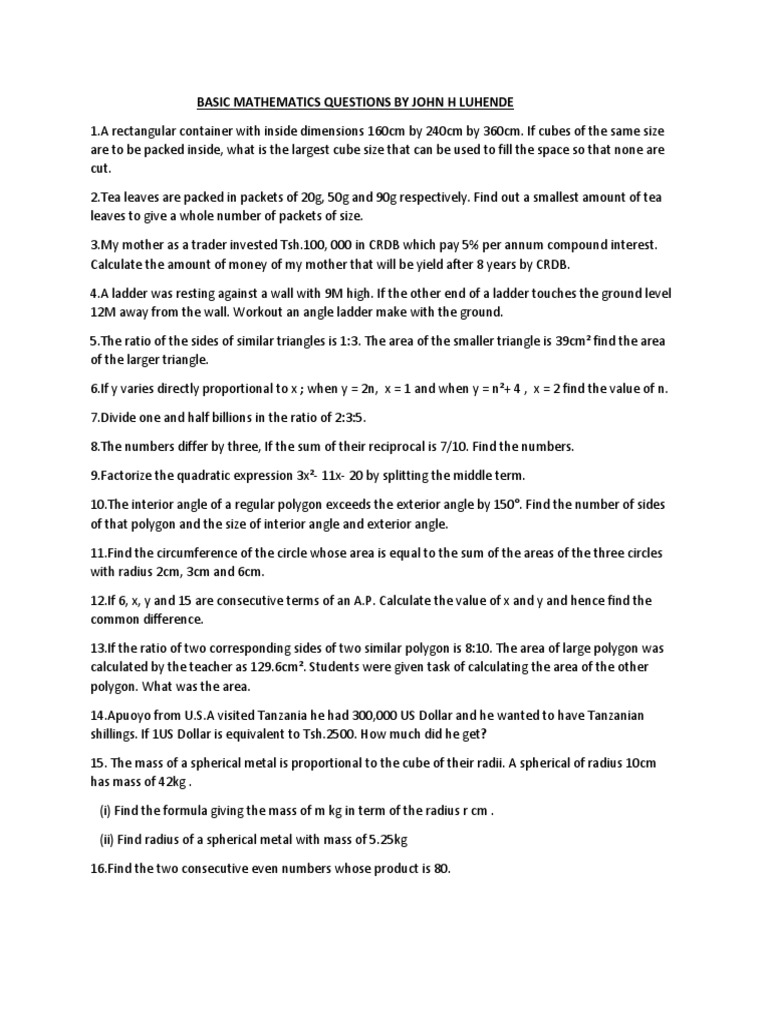 John Math Questions | PDF | Area | Triangle