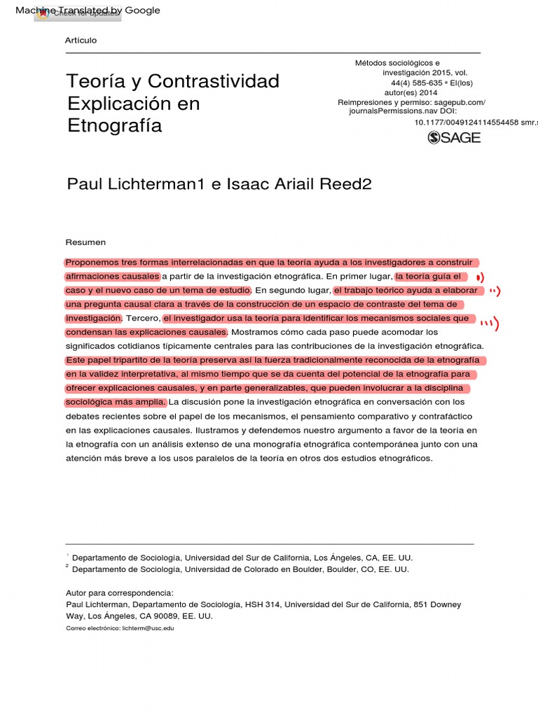 Lichterman y Ariail Reed 2015 Es | PDF | Teoría | Etnografía
