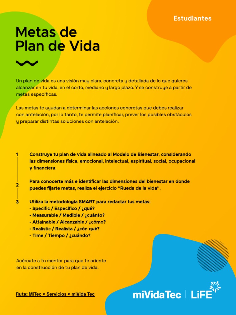 Formatos MiVidaTec Metas de Plan de Vida | PDF
