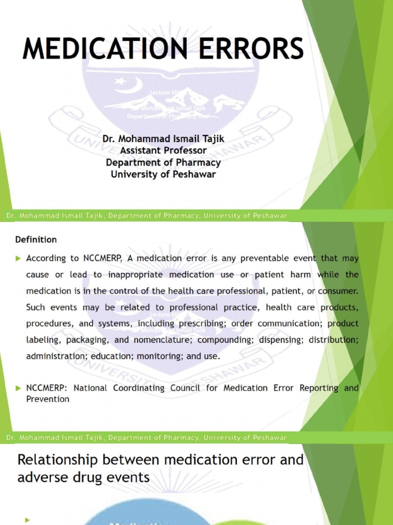 2 Medication Errors Lecture Pharmacy Practice-Iv (Clinical Pharmacy-I ...