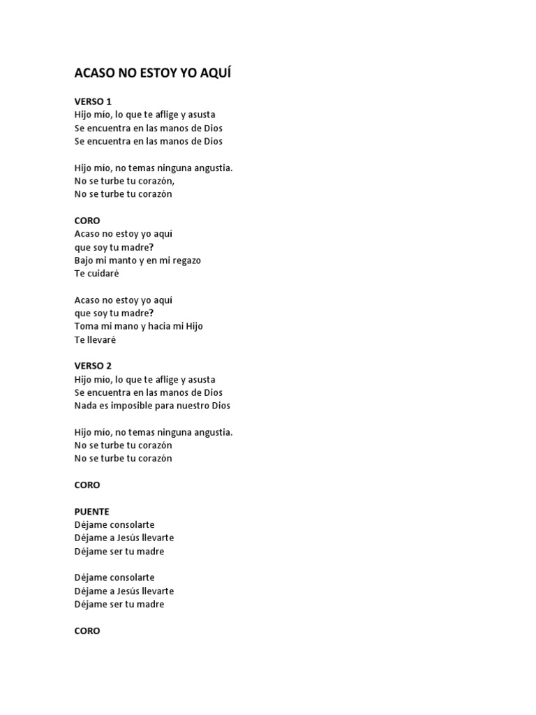 Acaso No Estoy Yo Aquí - Letra y Acordes | PDF | Relaciones personales ...