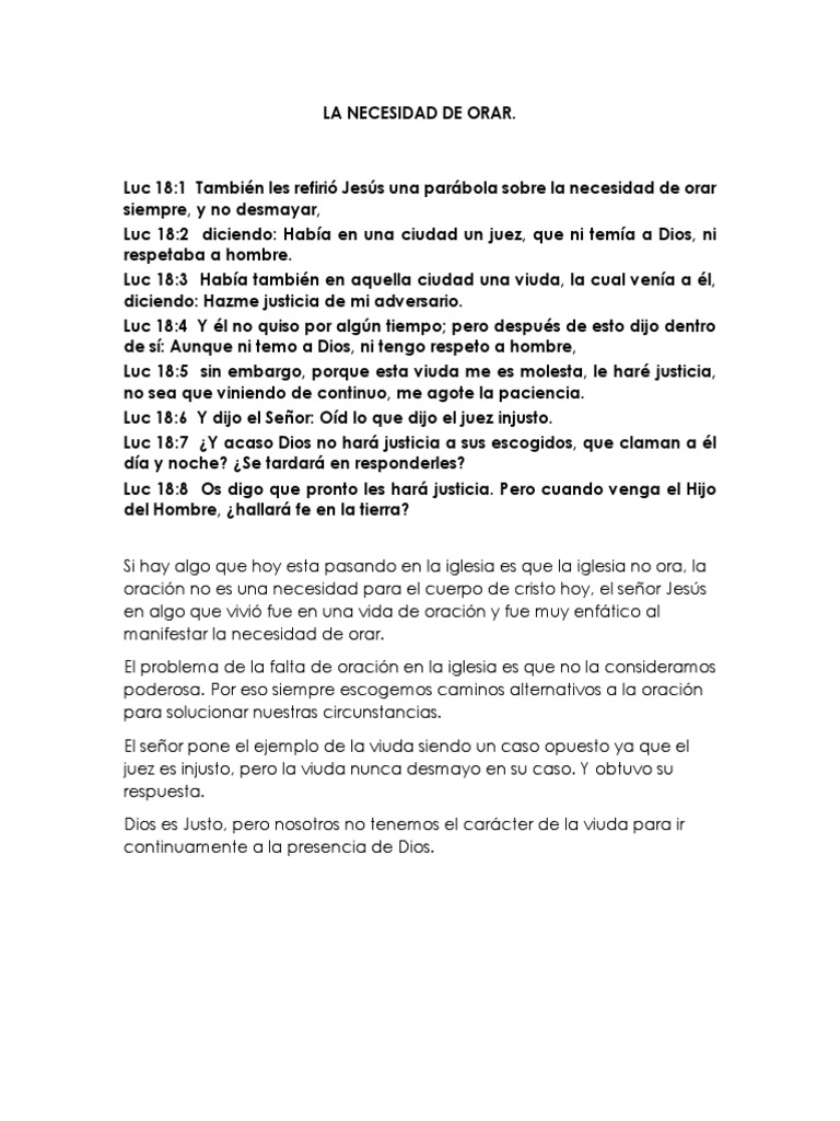 La Necesidad de Orar | PDF | Oración | Cristo (título)