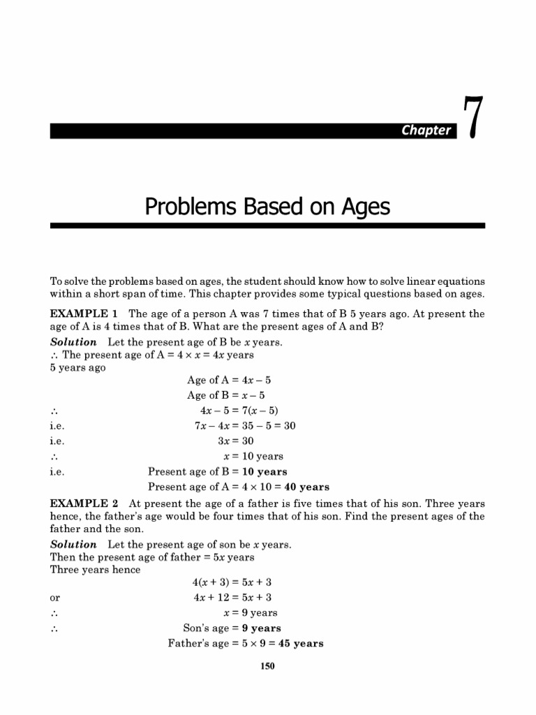 Problems Based On Ages | PDF