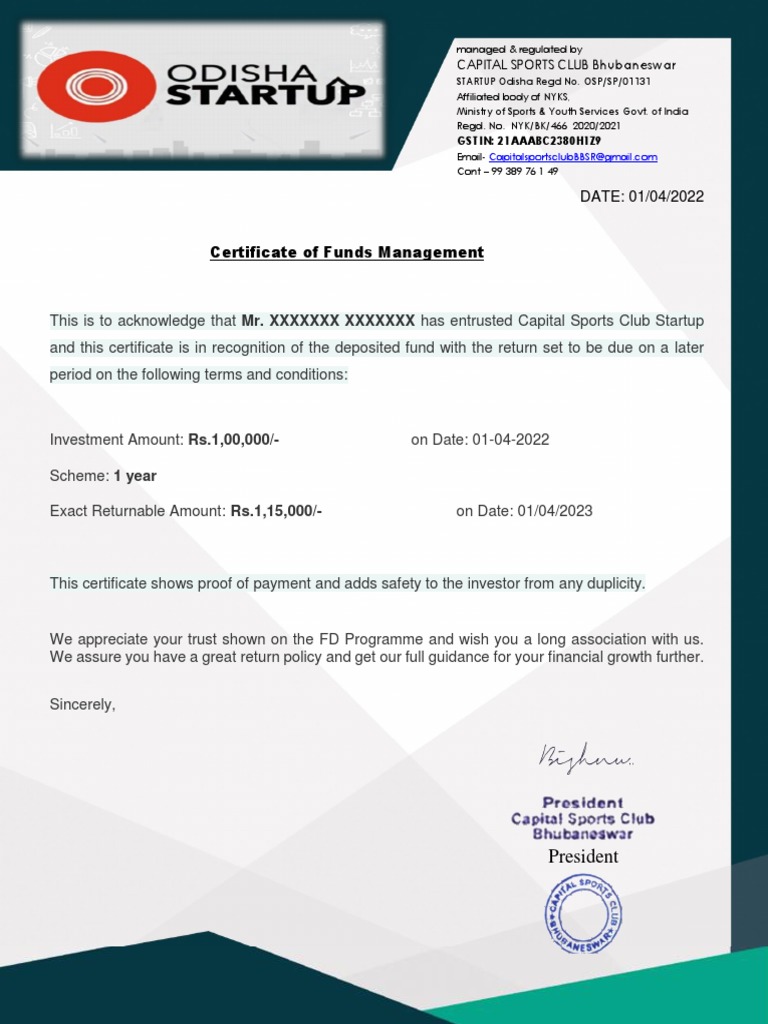 FD Certificate | PDF