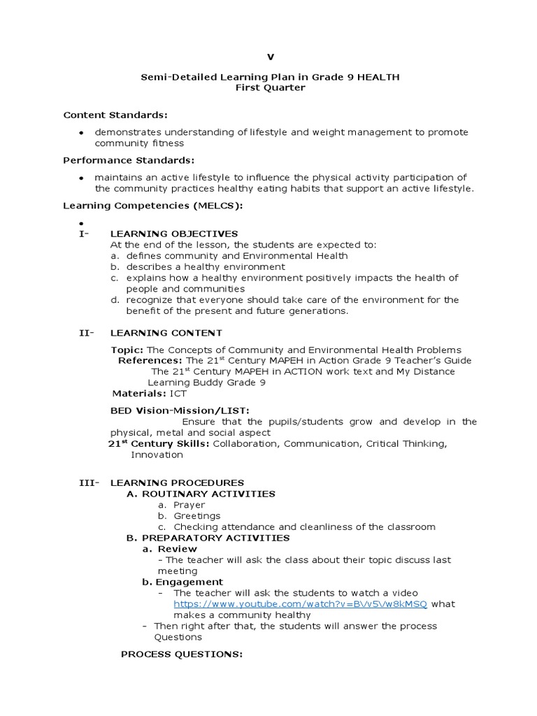 LP-mapeh 9 | PDF | Learning | Teachers