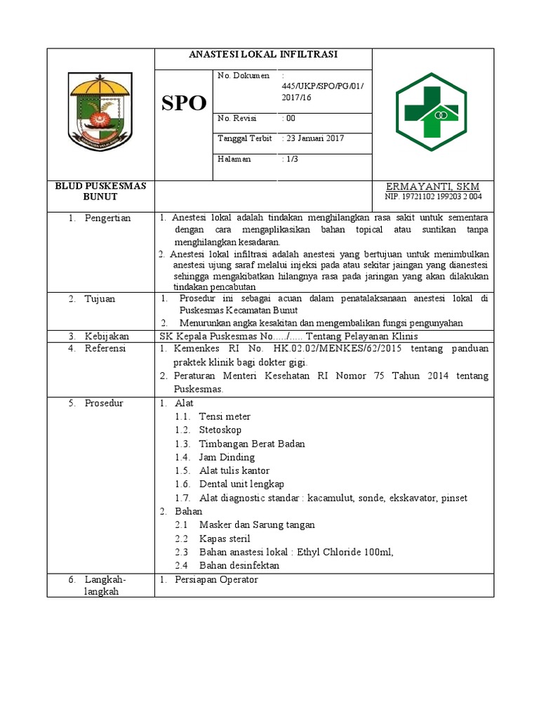 Spo Anastesi Lokal Infiltrasi | PDF