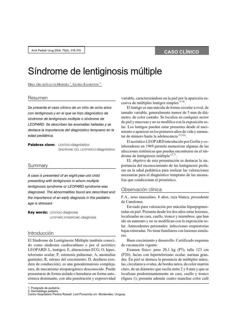 Diagnóstico del Síndrome LEOPARD en Niños | PDF | Medicina CLINICA ...