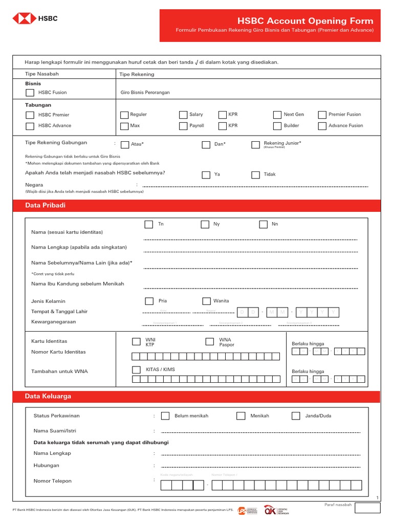 Formulir Pembukaan Rekening Perorangan | PDF