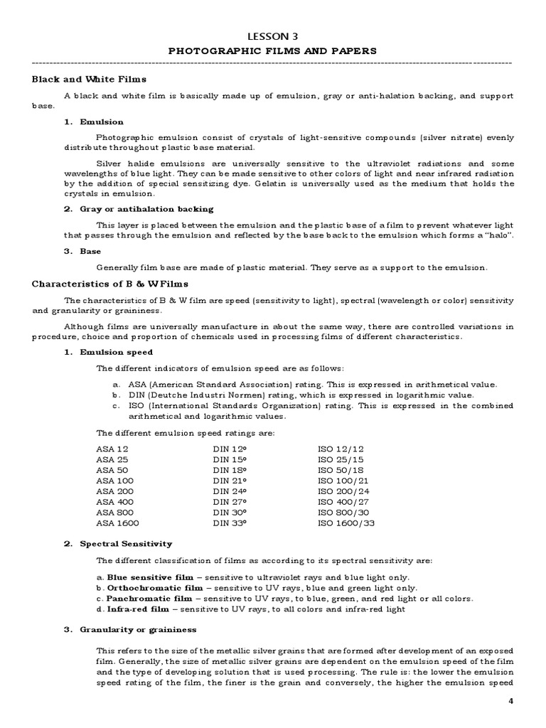 Photographic Films, Papers, and the Essential Parts and Types of ...