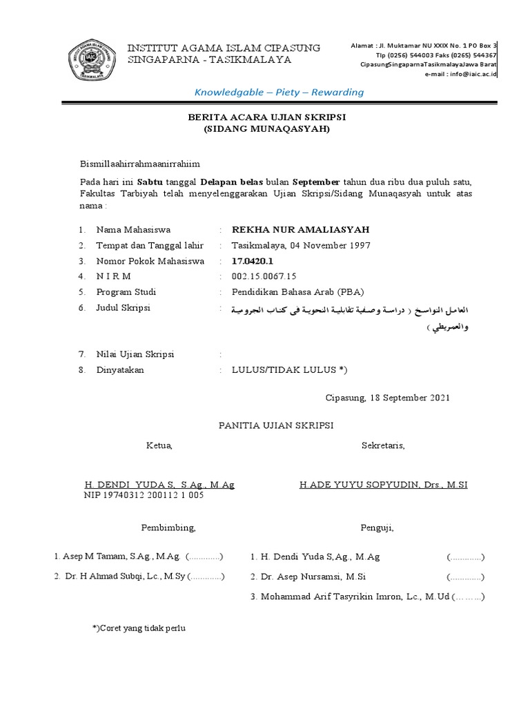 Berita Acara Rekha | PDF