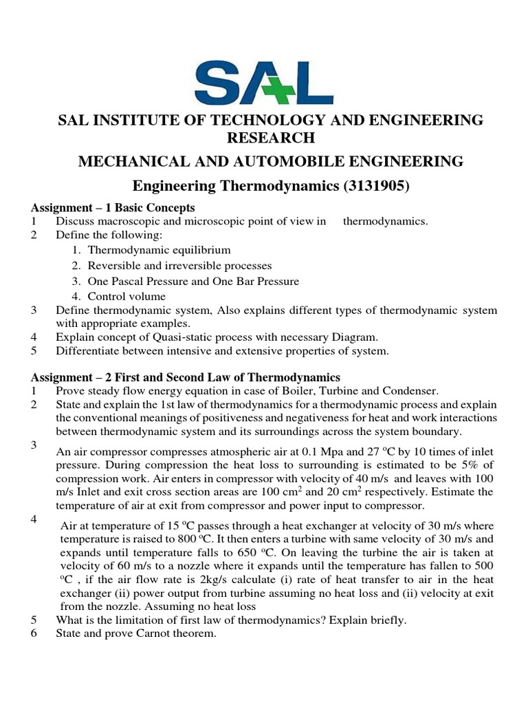 Analysis of Thermodynamic Concepts and Applications in Mechanical Engineering Systems | PDF