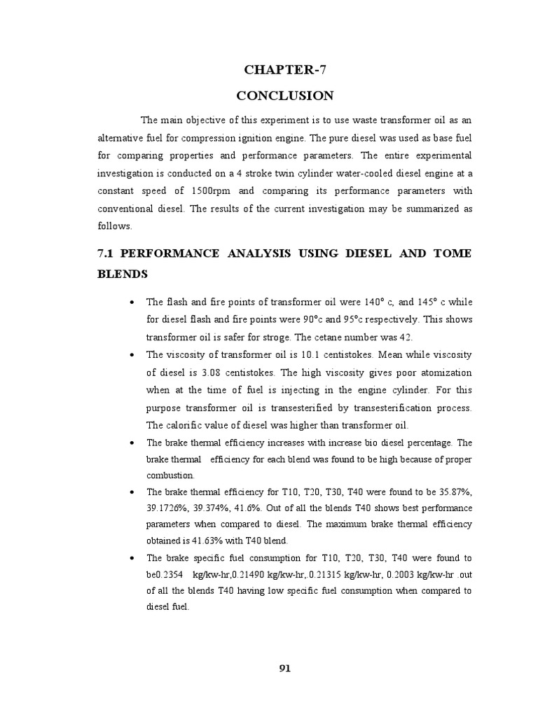 Chapter 7 Conclusion | PDF | Diesel Engine | Biodiesel