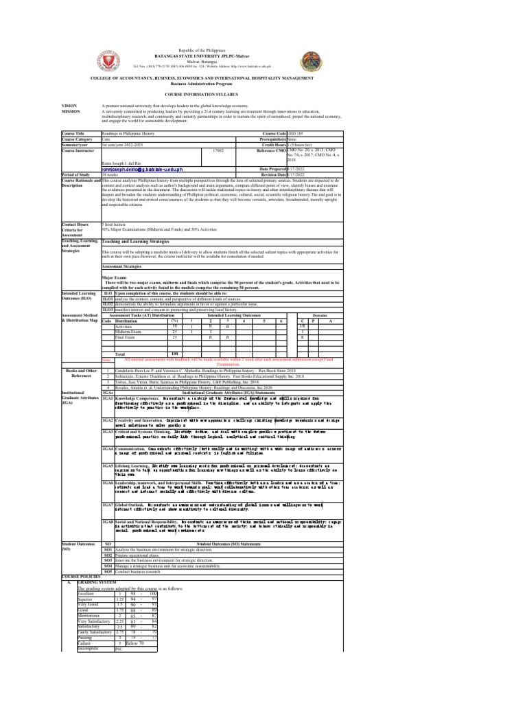 GED 105 - Readings in Philippine History - Ronn Joseph J. Del Rio | PDF ...