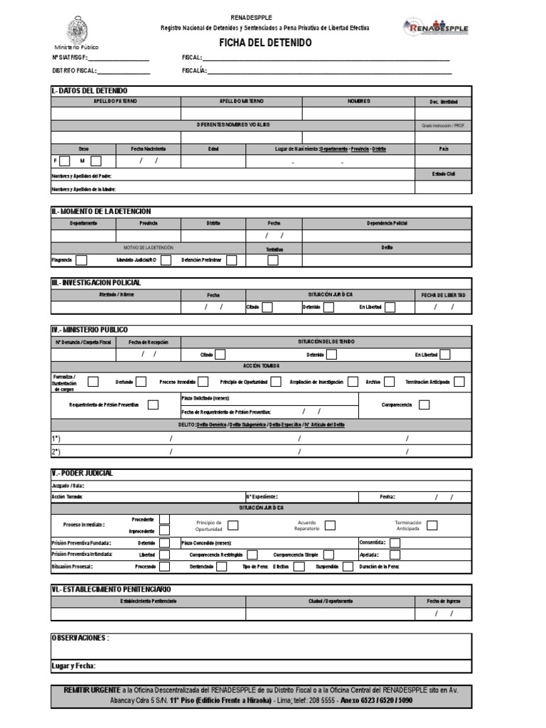 Ficha - Renadespple - Adulto Editable | PDF | Prisión | Detención (encarcelamiento)