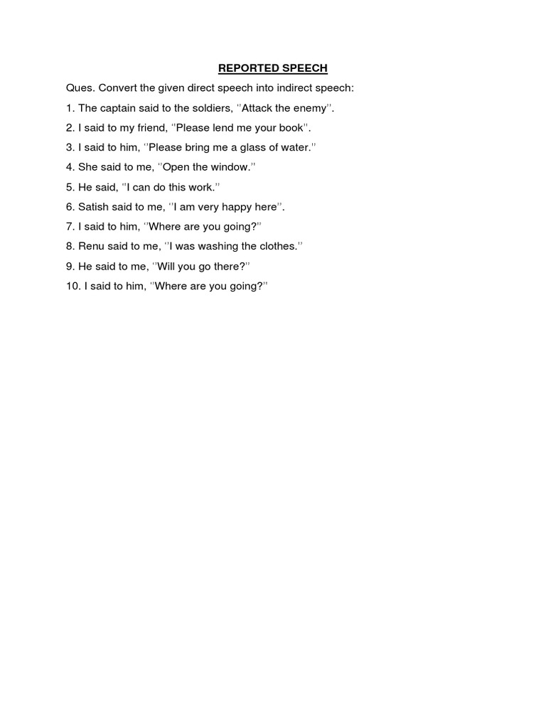 Reported Speech-Practice Exercises | PDF | Poetry