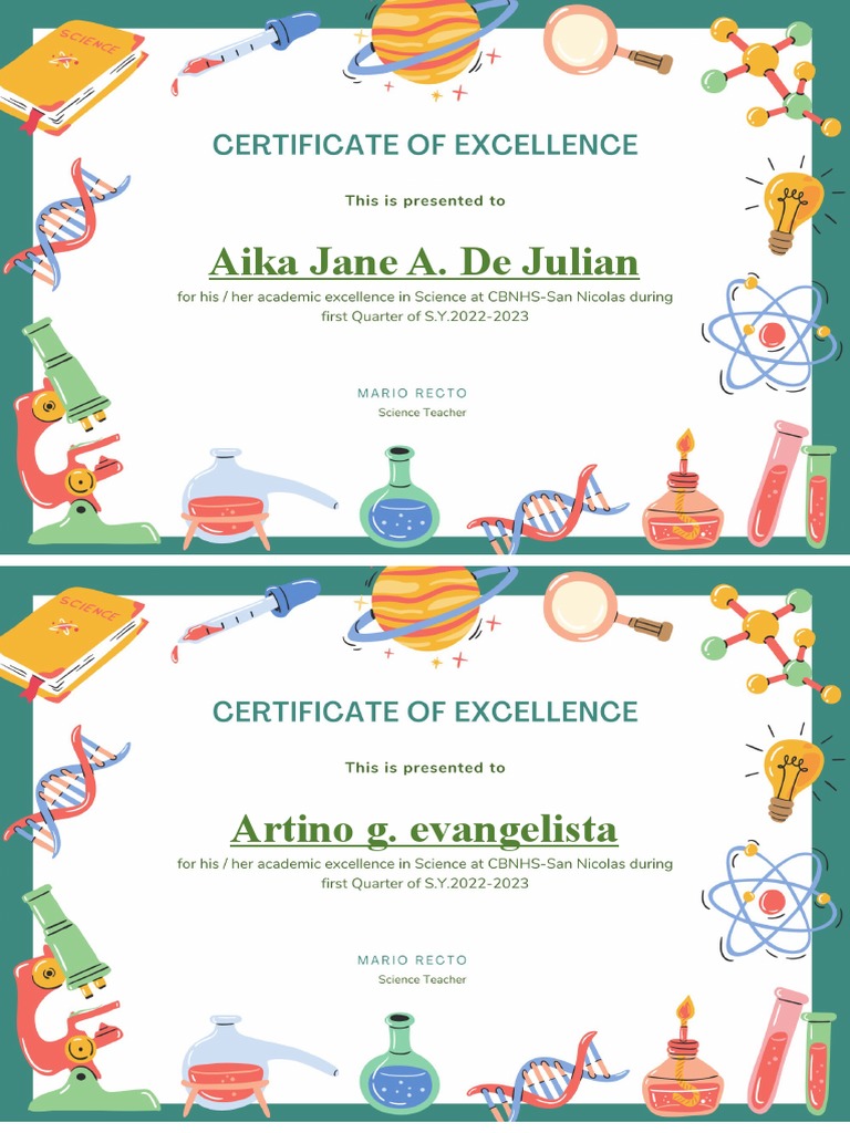 Certificate For Scientist of The Quarter | PDF