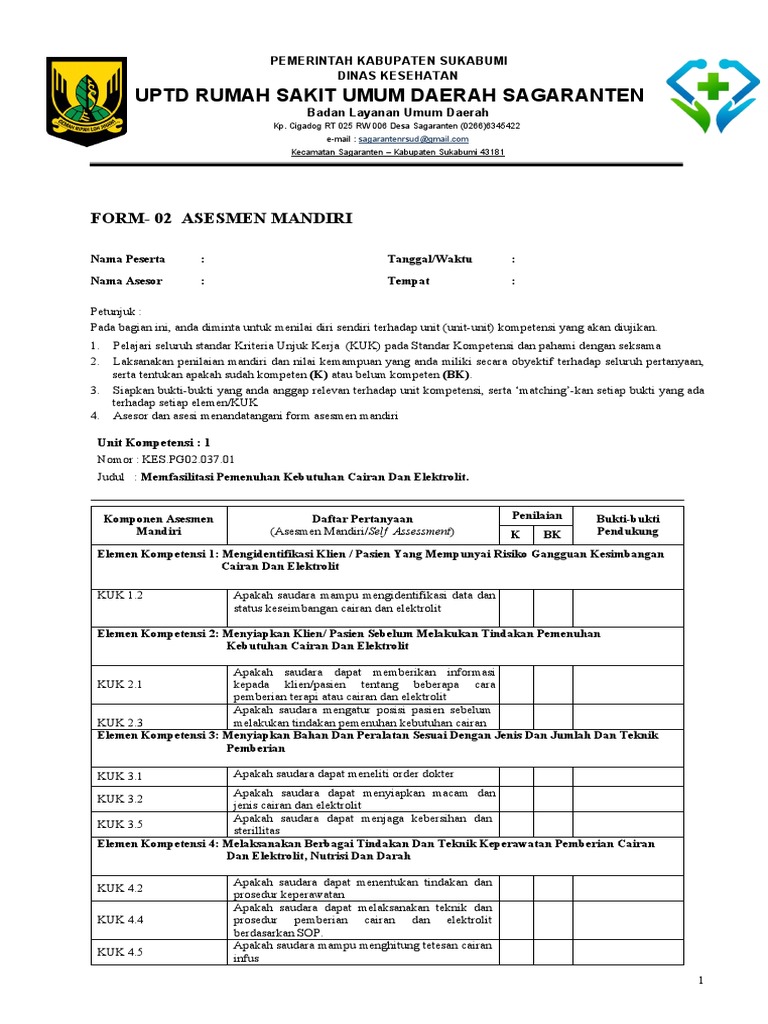 FORM-02 Asesmen Mandiri | PDF | Bisnis | Pengelolaan Keuangan & Uang