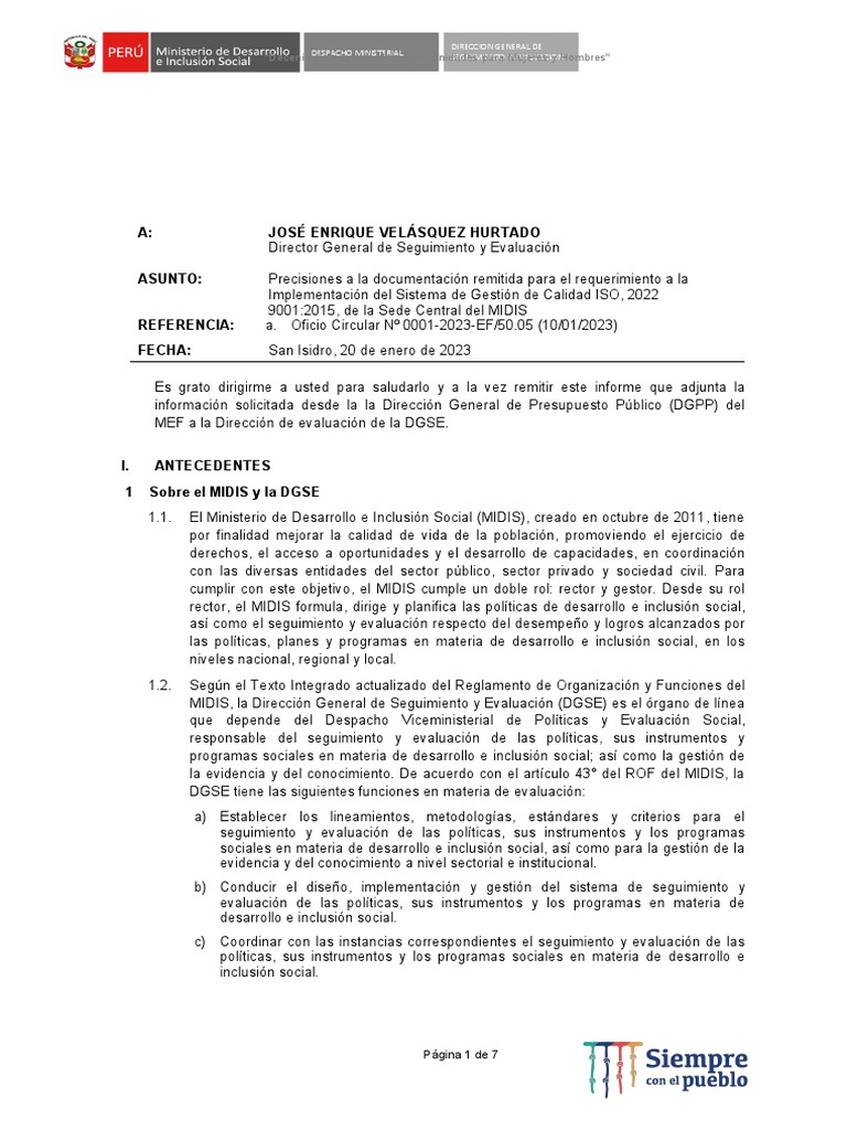Informe de Evaluación MIDIS 2023 | PDF | Evaluación | Presupuesto