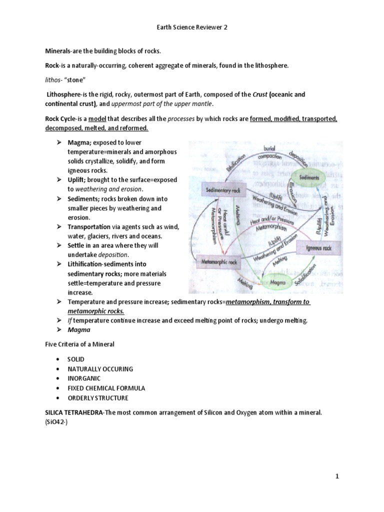 Earthsci 2 | PDF | Rock (Geology) | Minerals