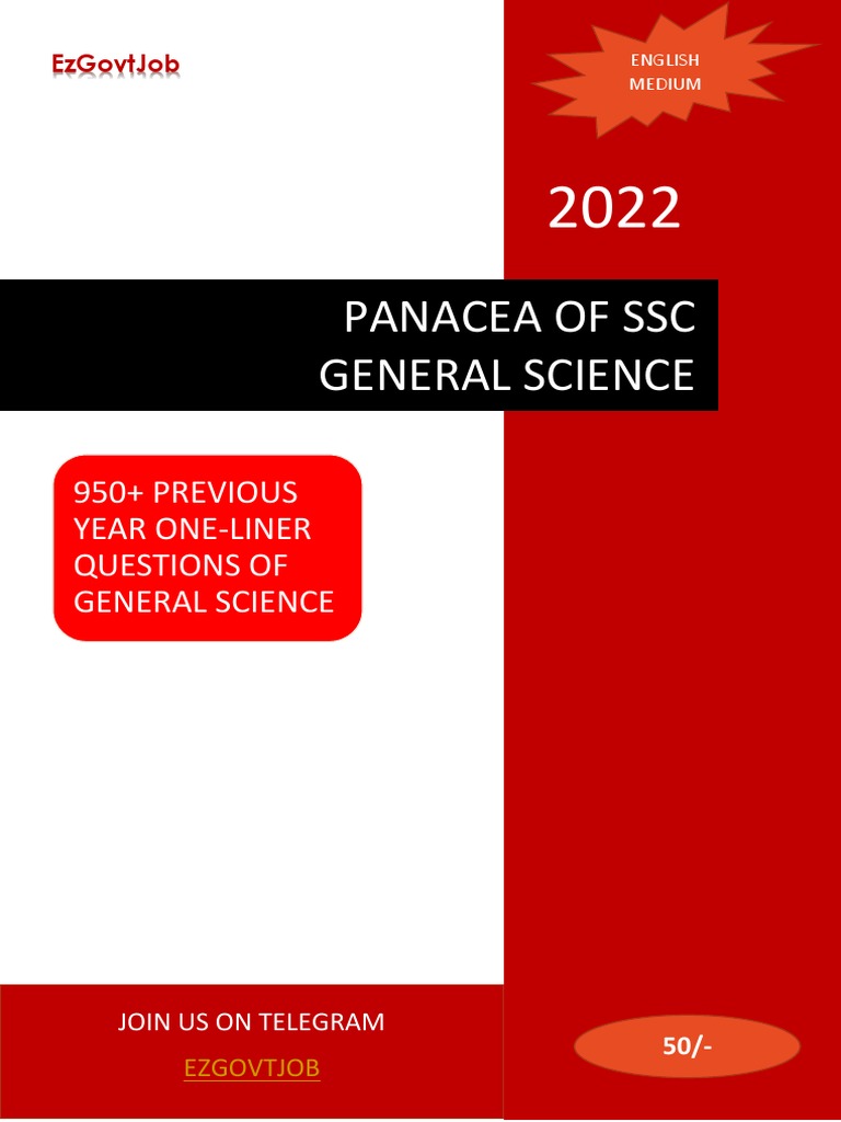 Panacea of SSC General Science English Medium | PDF | Cell (Biology ...