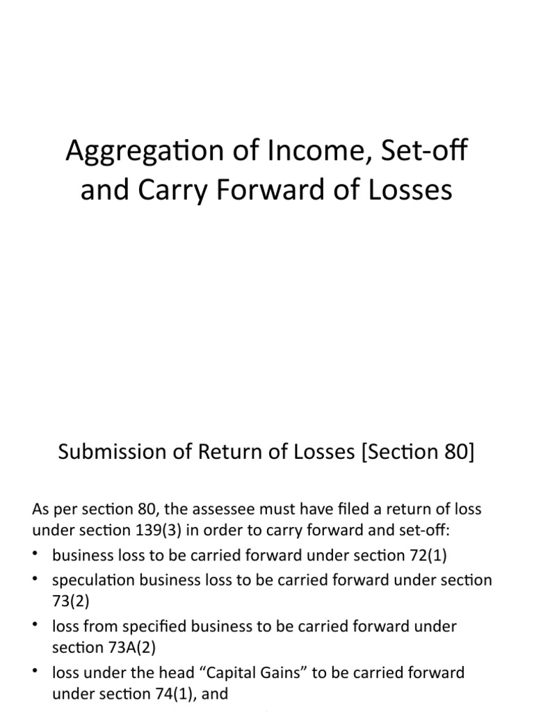 Aggregation of Income, Set-Off and Carry Forward | PDF | Capital Gains ...