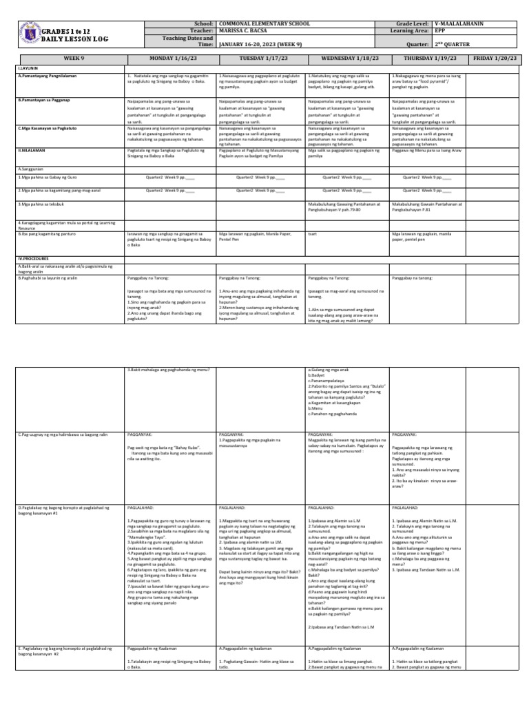 DLL - Epp 5 - Q2 - W9 | PDF