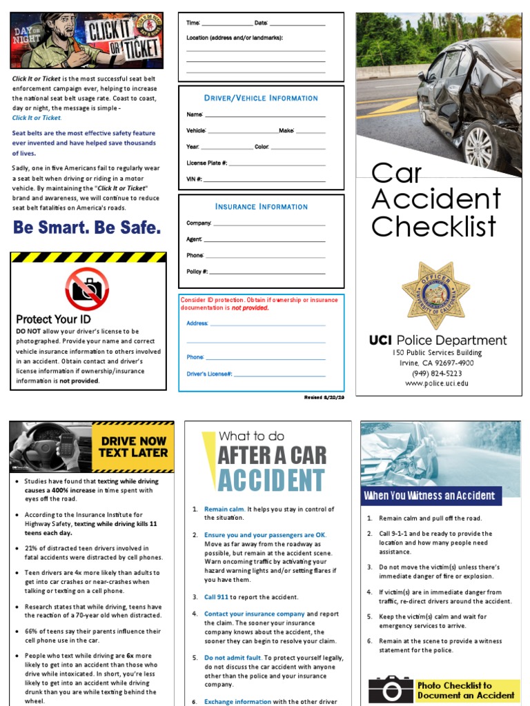 Automobile Accident Checklist | PDF | Traffic Collision | Driving