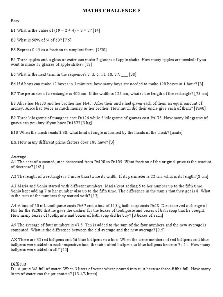 Math3 Challenge - 5 Answer | PDF