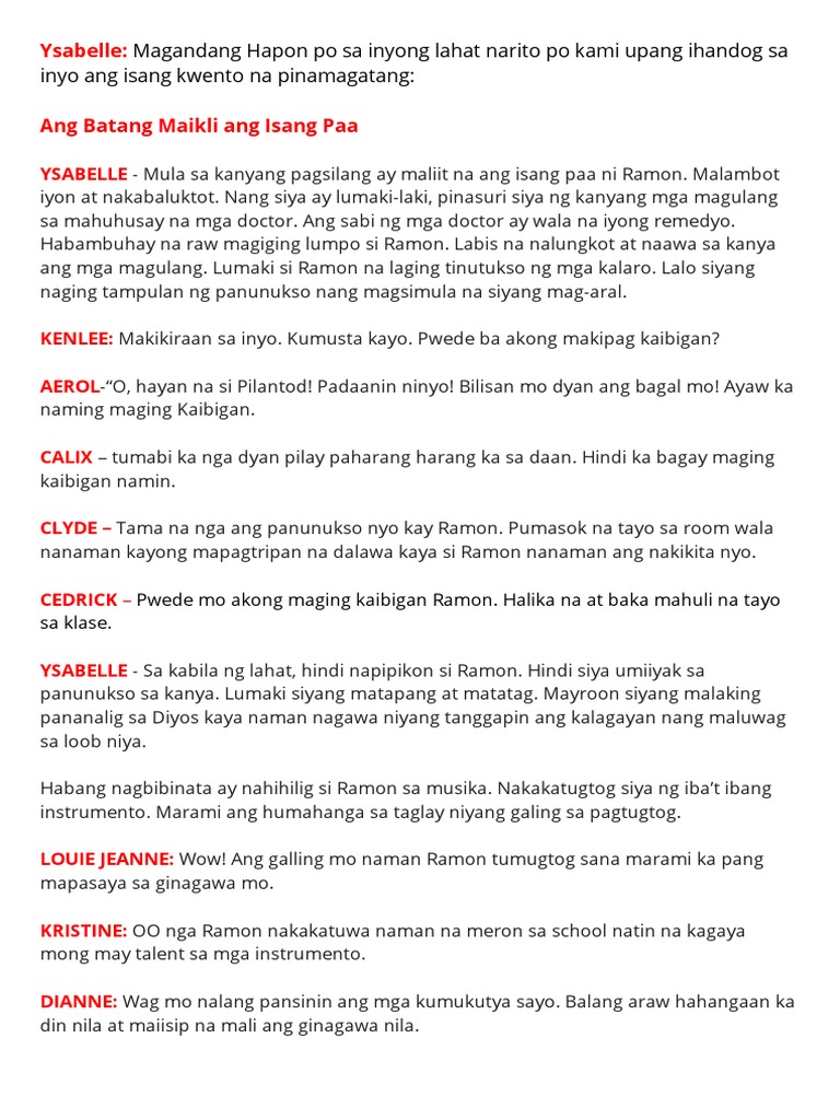 Ang Batang Maikli Ang Isang Paa | PDF