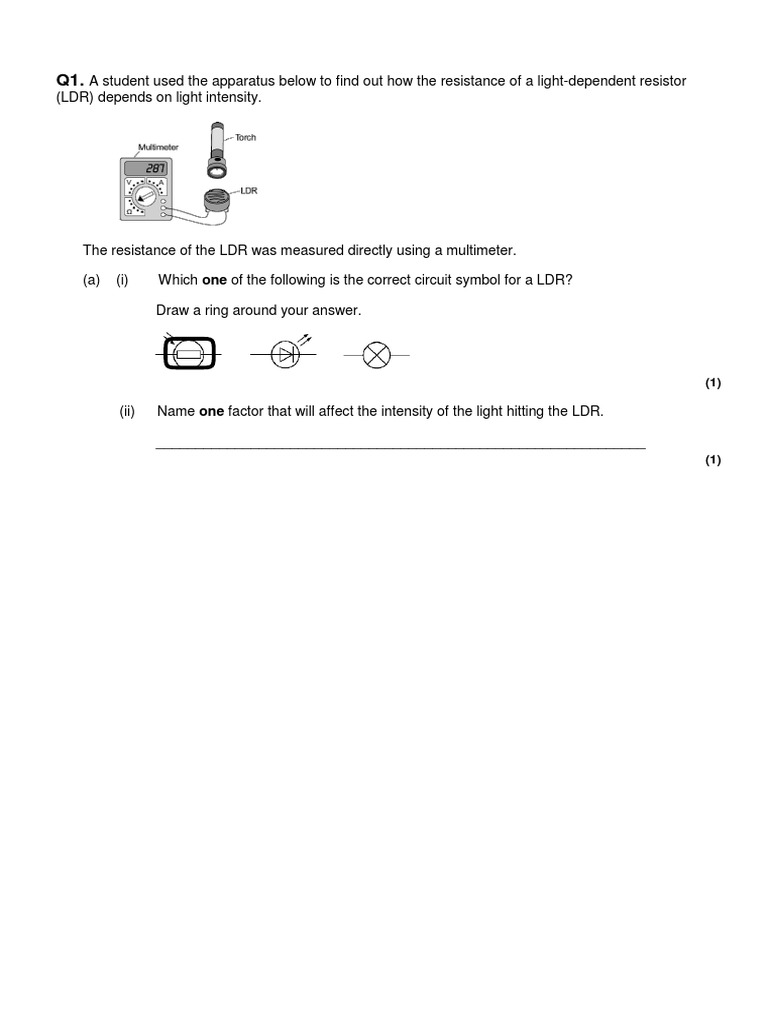 LDR Resistance and Light Intensity Analysis | PDF | Technology ...