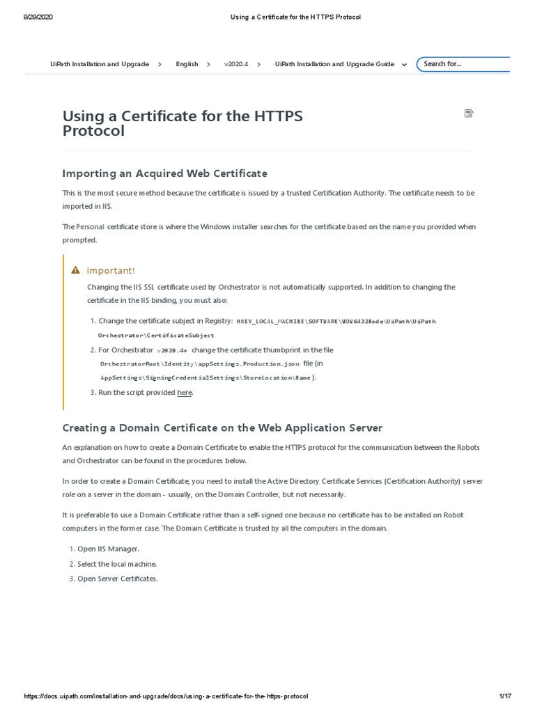 Using A Certificate For The HTTPS Protocol | PDF | Public Key ...
