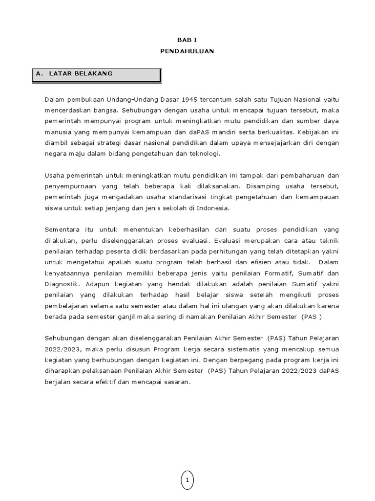 Program Kerja Pas SMP | PDF