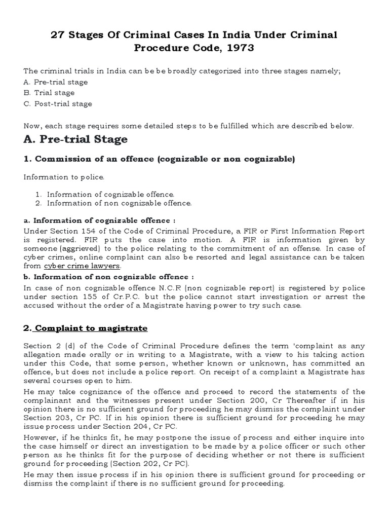 27 Stages of Criminal Cases in India Under Criminal Procedure Code ...