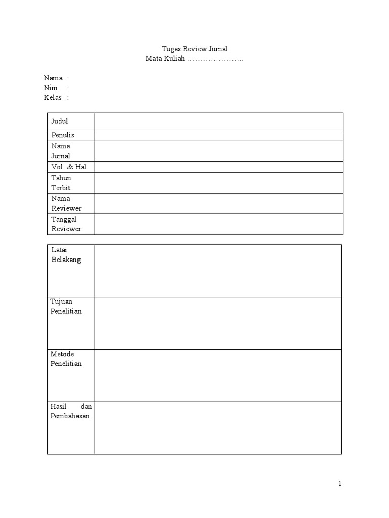 Template Tugas Review Jurnal | PDF