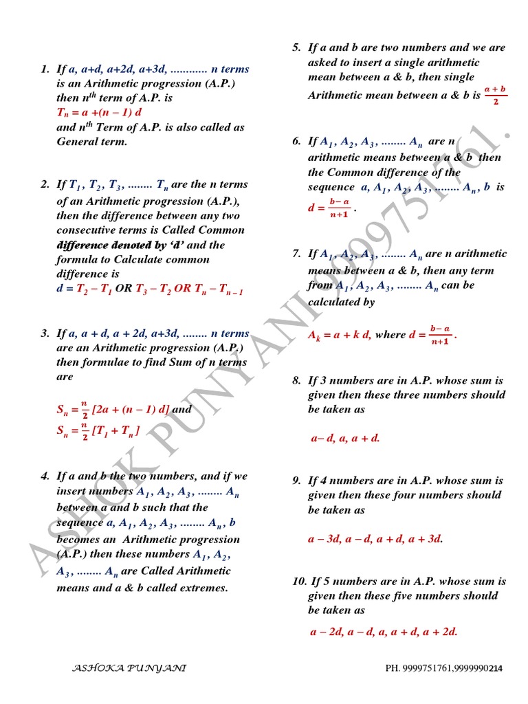 Formulae of Sequence and Series | PDF | Mathematical Structures ...