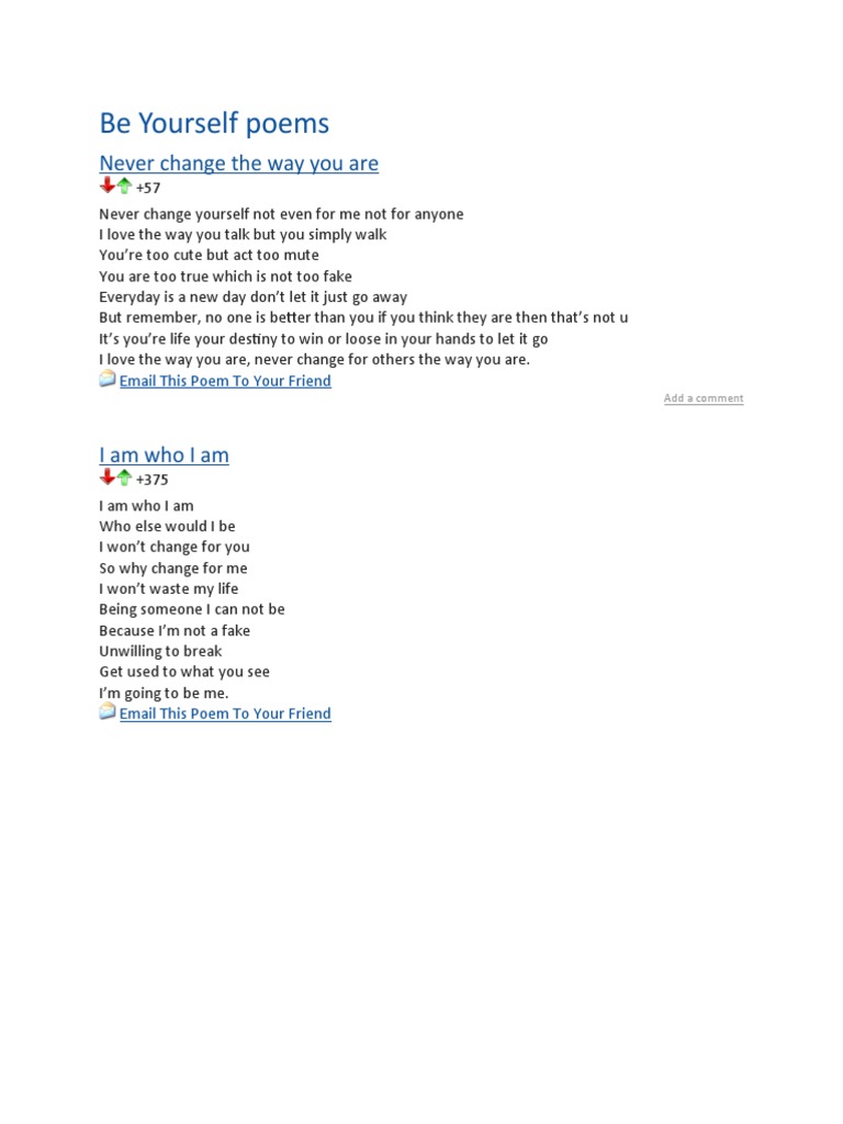 Be Yourself Poems | PDF