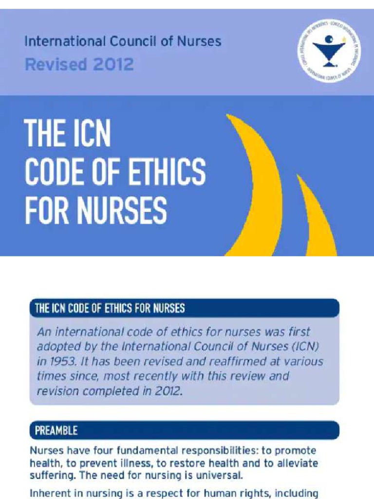 NCM 119 Reference PDF ICN Code of Ethics For Nurses | PDF