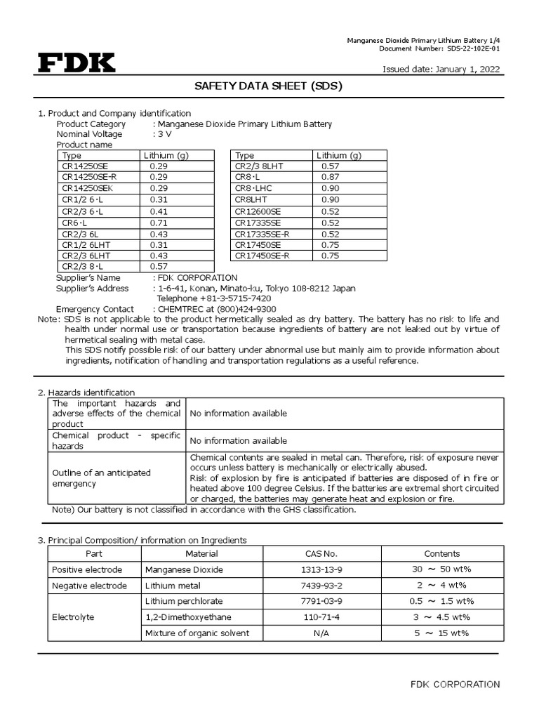 2022 Sds (Eng) CR Bobbin 1b | PDF | Dangerous Goods | Chemistry