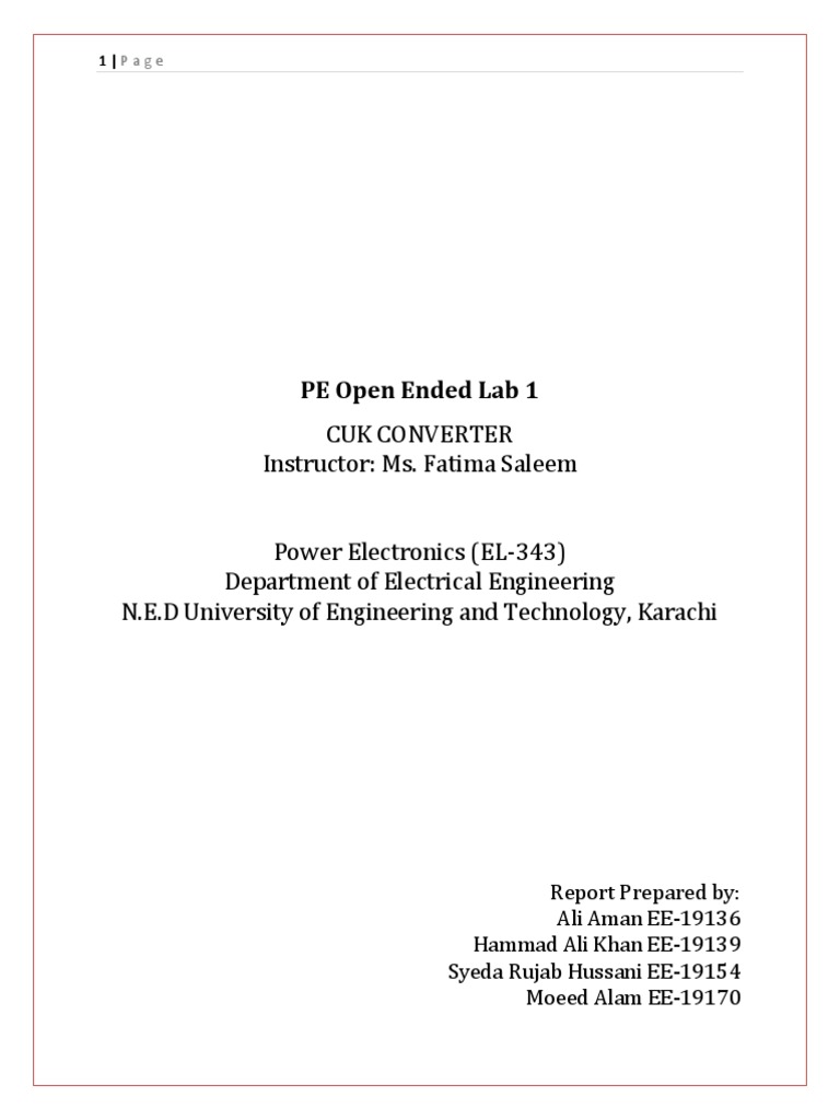 Analysis and Design of a Cuk Converter: Understanding the Working ...