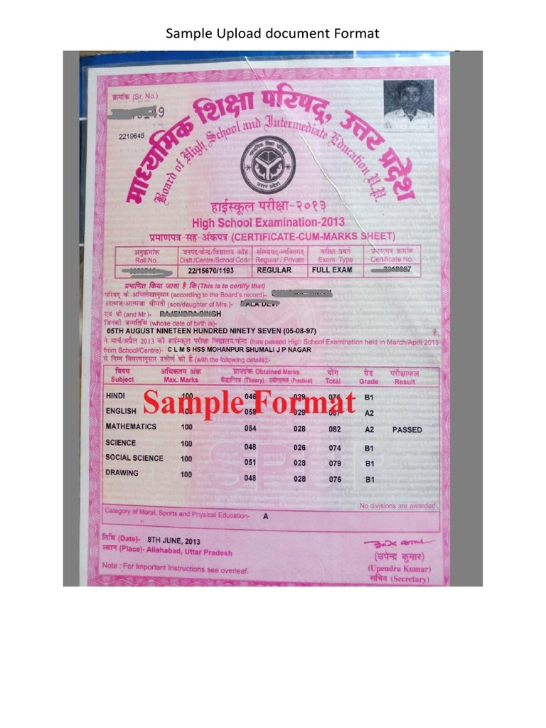 Sample Upload Document Format | PDF