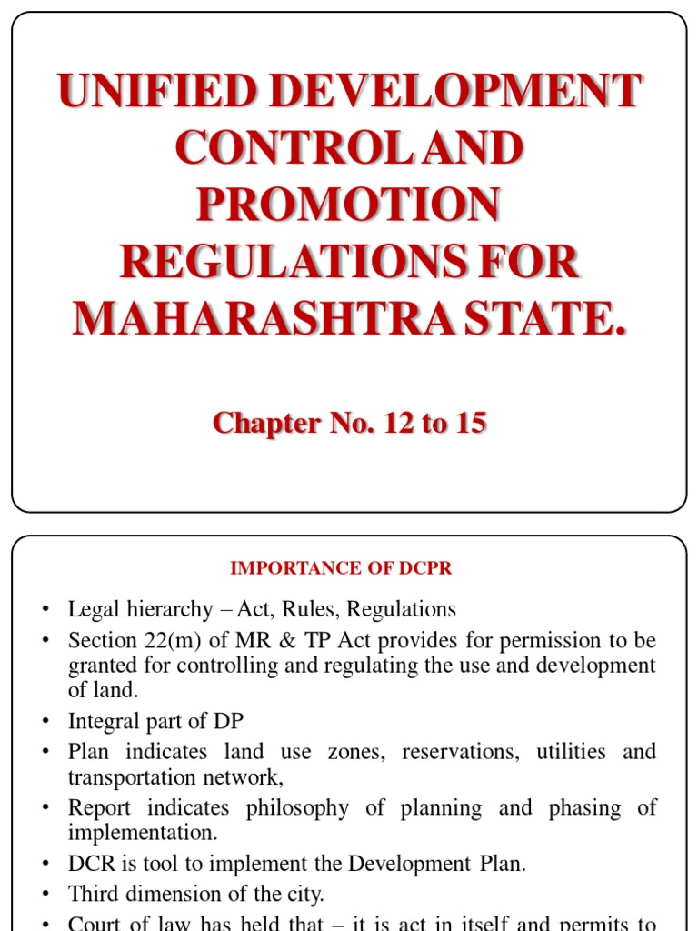 UDCPR Prsentation Patil Sir 12 To 15 | PDF | Property Tax | Policy